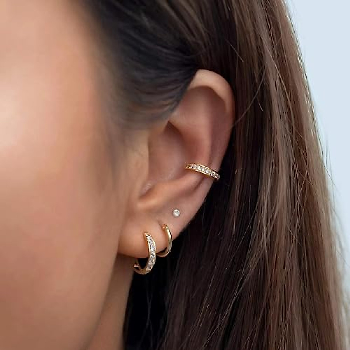GGold Earrings for Women Trendy 14k Gold Plated Stud Earrings Earring Sets for Multiple Piercing Simple Flat Back Earrings Ear Cuff Cartilage Earrings for Women Gift for Her