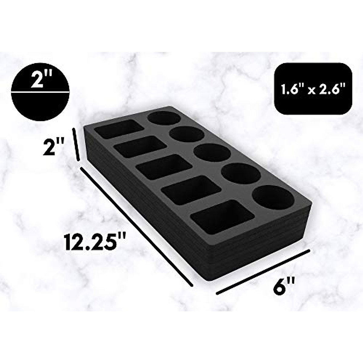 Polar Whale 2 Lotion and Body Spray Stand Organizers Tray Washable Waterproof Insert for Home Bathroom Bedroom Office 6 x 9.75 x 2 Inches 10 Slots Black 2pc Pair Set