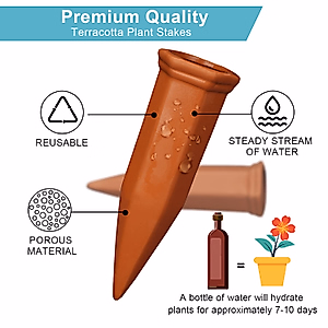 FAMILy Plant Watering Stakes 10Pcs Automatic Plant Waterers for Vacations Plant Watering Devices Terracotta Self Waterinq Spikes for Wine Bottles Great for Indoor & Outdoor Plants