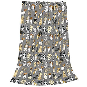 I Love Dogs Puppies Throw Blanket Flannel Bed Blanket Lightweight Cozy Plush Blanket for Bedroom Living Rooms Sofa Couch 60"x50"
