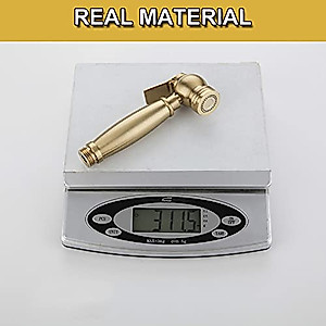 MINJING Hand Held Toilet Bidet Sprayer, Brushed Gold Stainless Steel Bidet Jet Douche Kit Faucet, Hot and Cold Toilet Washer Cleaning, Pressurized Nozzle,B