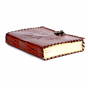 CLA Journal Leather, Leather Notebook, Vintage Journal, Leather Journal for Men, Leather Journal for Women, Sun and Moon Journal Leather, (7 x 5 Inch, Bronze - Sun & Moon)