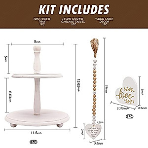 Defined Deco Two Tiered Tray Wooden Tiered Serving Tray Farmhouse Tiered Tray Stand with Tiered Tray Décor Signs for Wedding Decor and Rustic Farmhouse Décor, Set of 3