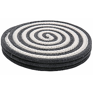 Cotton Pot Holders Hot Pads for Kitchen Heat Resistant, Thread Weave Trivet Multipurpose Pot Holder by Diameter 7 Inches, Color Matching Potholders Set of 3 (Dark Grey)