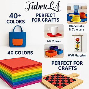 FabricLA Acrylic Felt Fabric - 72" Inch Wide 1.6mm Thick Non-Stiff Felt by The Yard - Use Felt Sheets for Sewing, Cushion, Padding, DIY Arts & Crafts - Black Fabric, 1 Yard