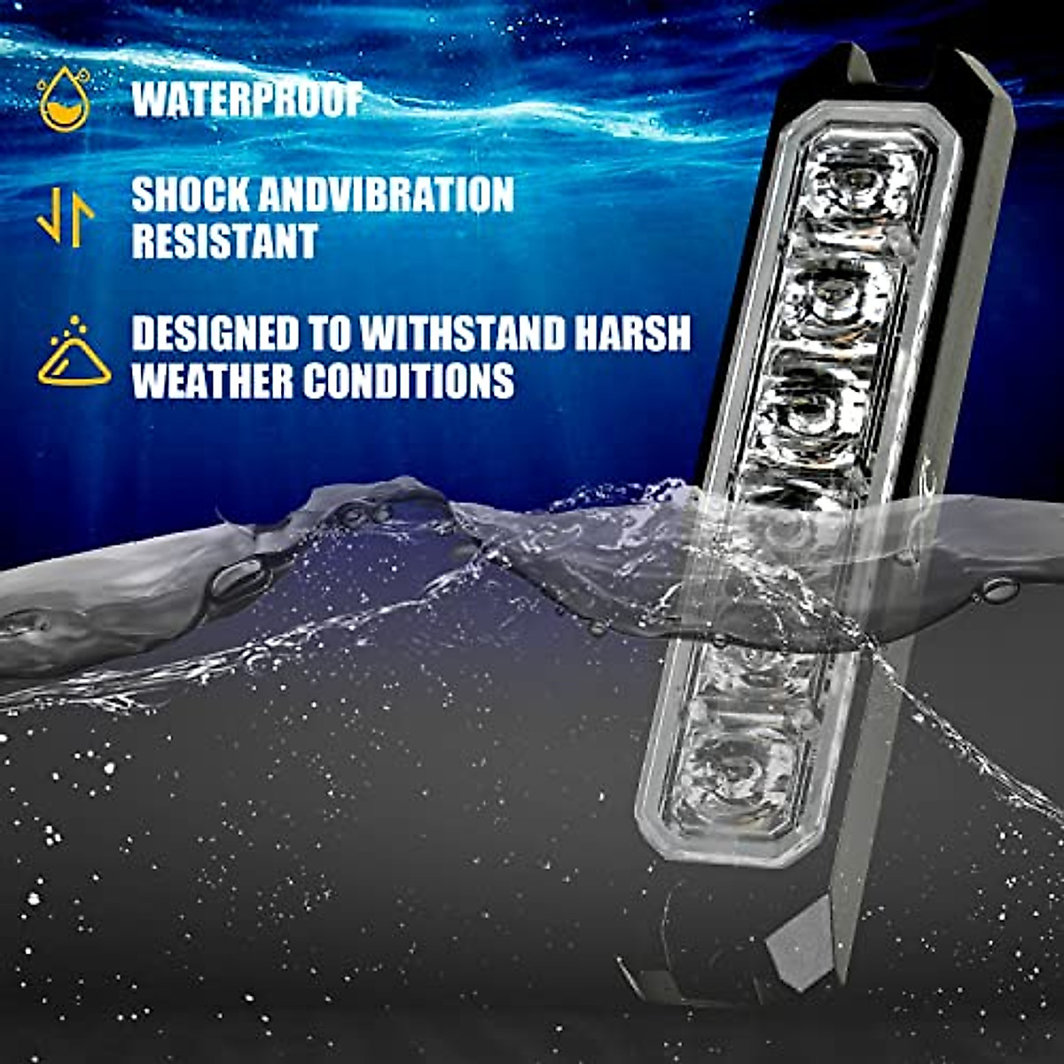 FXC 2pack Ultra Slim 6-LED Flashing Strobe Lights for Truck Car Vehicle LED Grille Light Emergency Beacon Caution Hazard Warning Lights Green/White