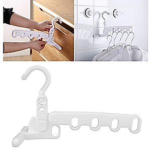 Zerodis Clothes Hanger Rack with 5 Holes, Folding Space Saver Clothing and Closet Rod Storage Organizer for Wall Door Balcony, Portable Household Travel Drying Rack Clothes Rack, White