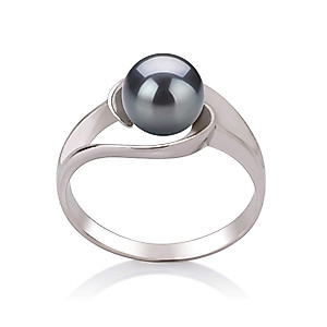 Clare Black 6-7mm AAA Quality Freshwater 925 Sterling Silver Cultured Pearl Ring For Women - Size-9