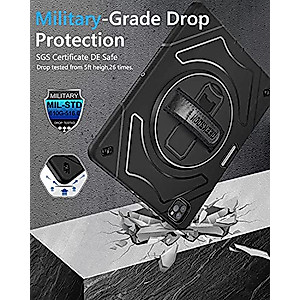 GEEKSDOM STOCK Case Compatible with iPad Pro 12.9 Inch, Heavy Duty Military Grade Drop Tested Shockproof Full Body Protection with Kickstand & Strap Case for iPad Pro 6th Gen 12.9 2022/2021/2020