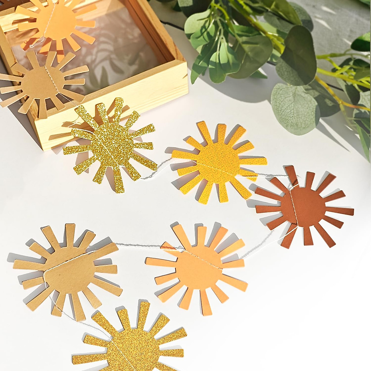 Letjolt Brown Glitter Sunshine Garland Sunny Banner Theme Birthday Party Supplies Hanging Baby Shower Wedding Classroom Nursery Decoration 2 pcs