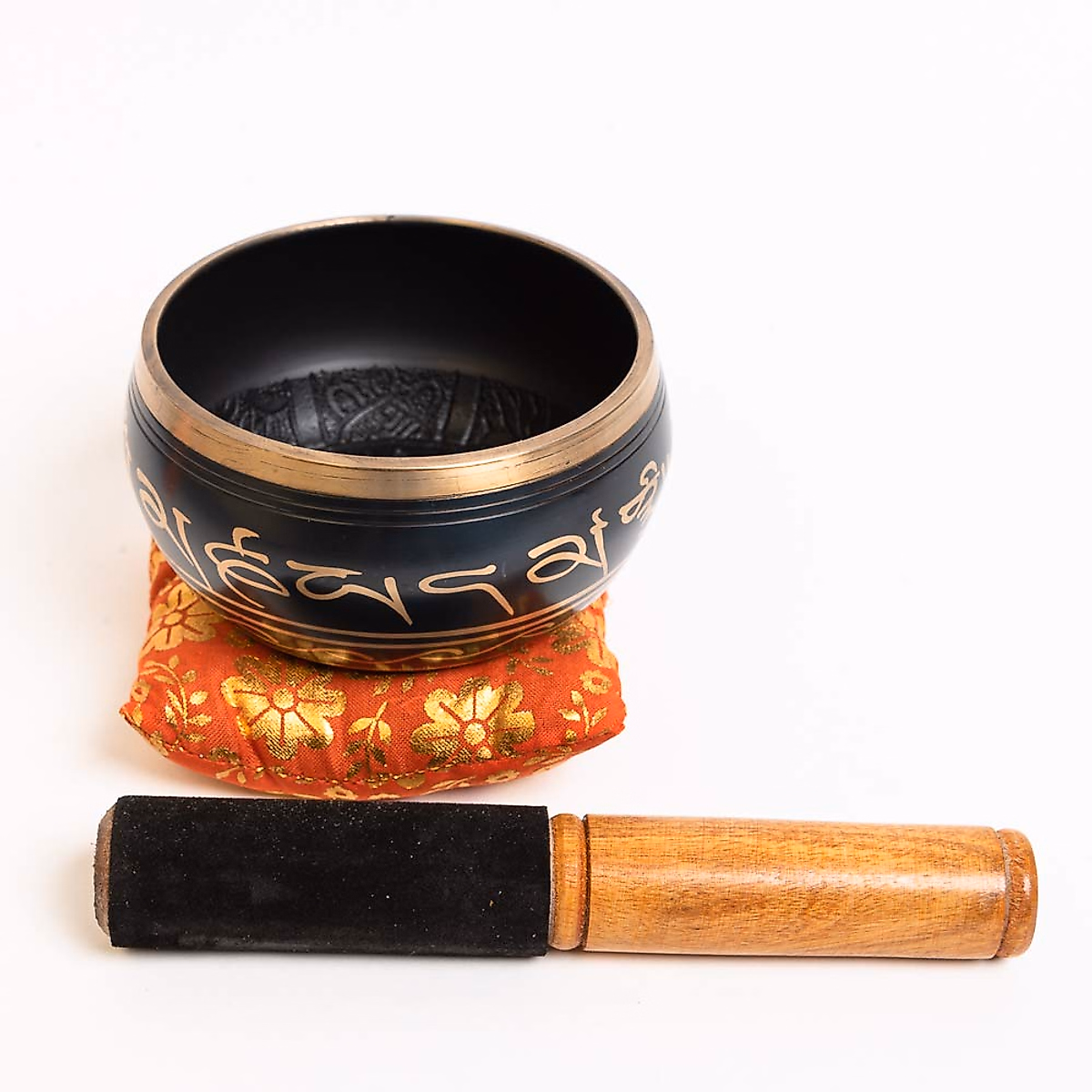 Exquisite 5 Inch Tibetan Singing Bowl Made in Nepal with Wooden Striker, Sati...