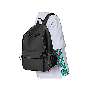 Black Backpack for Women Men, Waterproof High School Bookbag,Lightweight Casual Travel Daypack,Classic Basic College Backpack,Middle School Bag for Teen Girls Boys