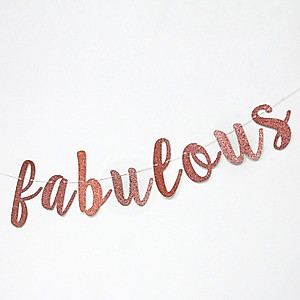 45 & Fabulous Banner, Happy 45th Birthday Bunting Sign, Hello 45/Cheer to 45 Years Birthday/Anniversary Party Decoration Supplies, Rose Gold Glitter