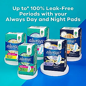 Always Ultra Thin Feminine Pads For Women, Size 4 Overnight Absorbency, Multipack, With Wings, Unscented, 50 Count (Pack of 3), 150 Count Total