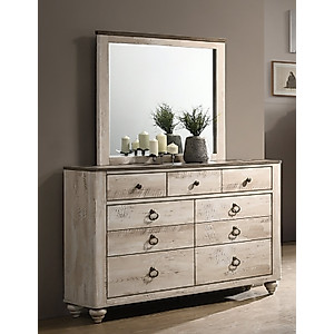 Roundhill Furniture Imerland Bed White-wash Finished 6-Piece Sleigh Headboard Bedroom Set, King