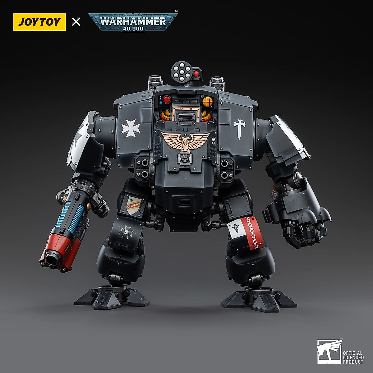 Pipigirl JoyToy × Warhammer Genuine License 1/18 Soldier Action Figures, 4inch Army Military Extreme Warrior Models Kits (Black Templars Redemptor Dreadnought)