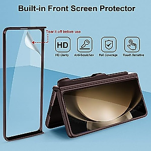 GOHHME for Samsung Galaxy Z Fold 5 Case with Magnetic Hinge Protection S Pen Holder Built-in Screen Protector Adjustable Stand, Camera Protection & Luxury Shockproof Thin Hard PC Cover (Burgundy)