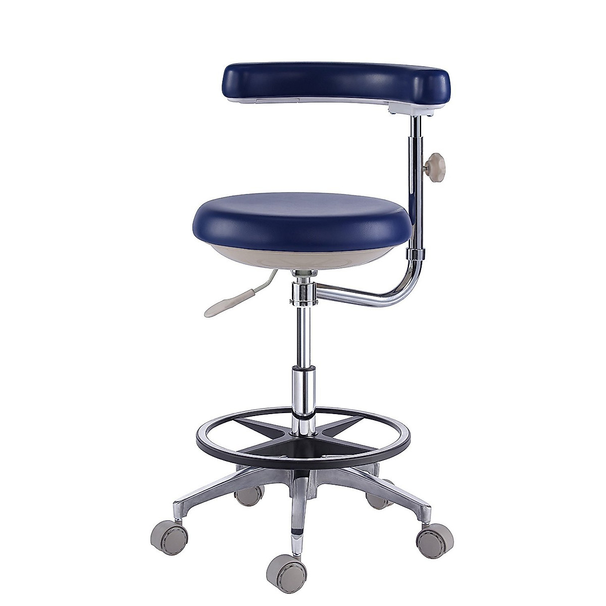 Mobile Chair Nurse's Stools with Backrest PU Leather Light Blue (1#)