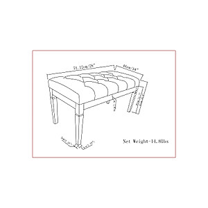 SIMPLIHOME Waverly 28 inch Wide Rectangle Ottoman Bench Natural Tufted Footrest Stool, Linen Look Fabric for Living Room, Bedroom, Traditional