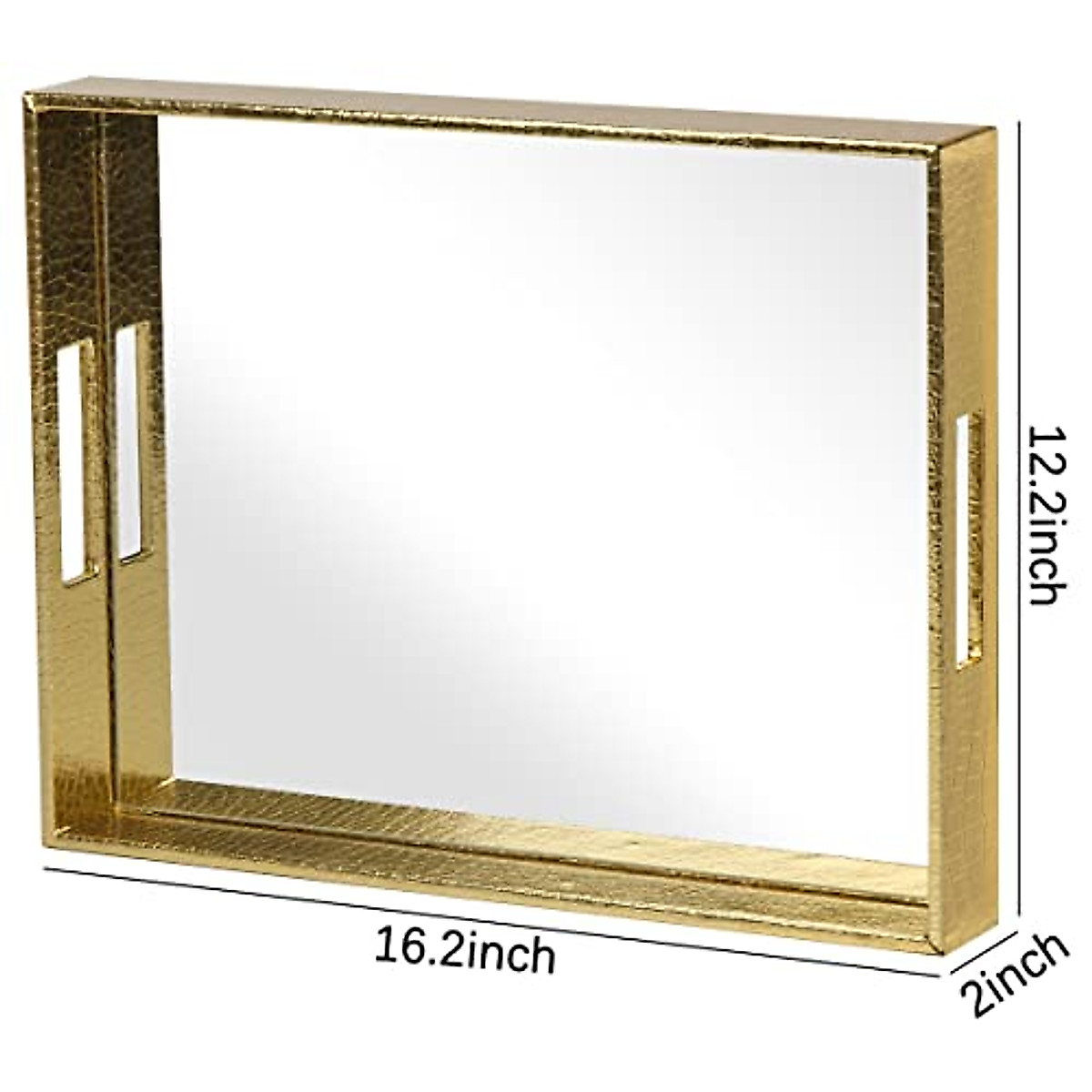 Vixdonos Decorative Mirror Tray Gold Serving Tray Bathrooom Vanity Tray for Makeup,Candle Holders,16.2'' X 12.2" X 2''