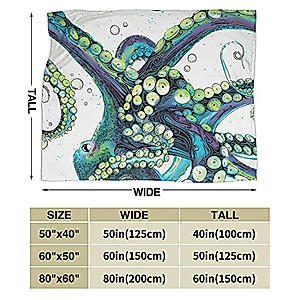 WQAOUD Colorful Fashion Octopus Flannel Fleece Blanket Lightweight Throw Blanket Warm Bed Blanket Ultra-Soft Cozy Microfiber Blanket，Couch and Plush House Warming Decor Gift Idea 50"x40"