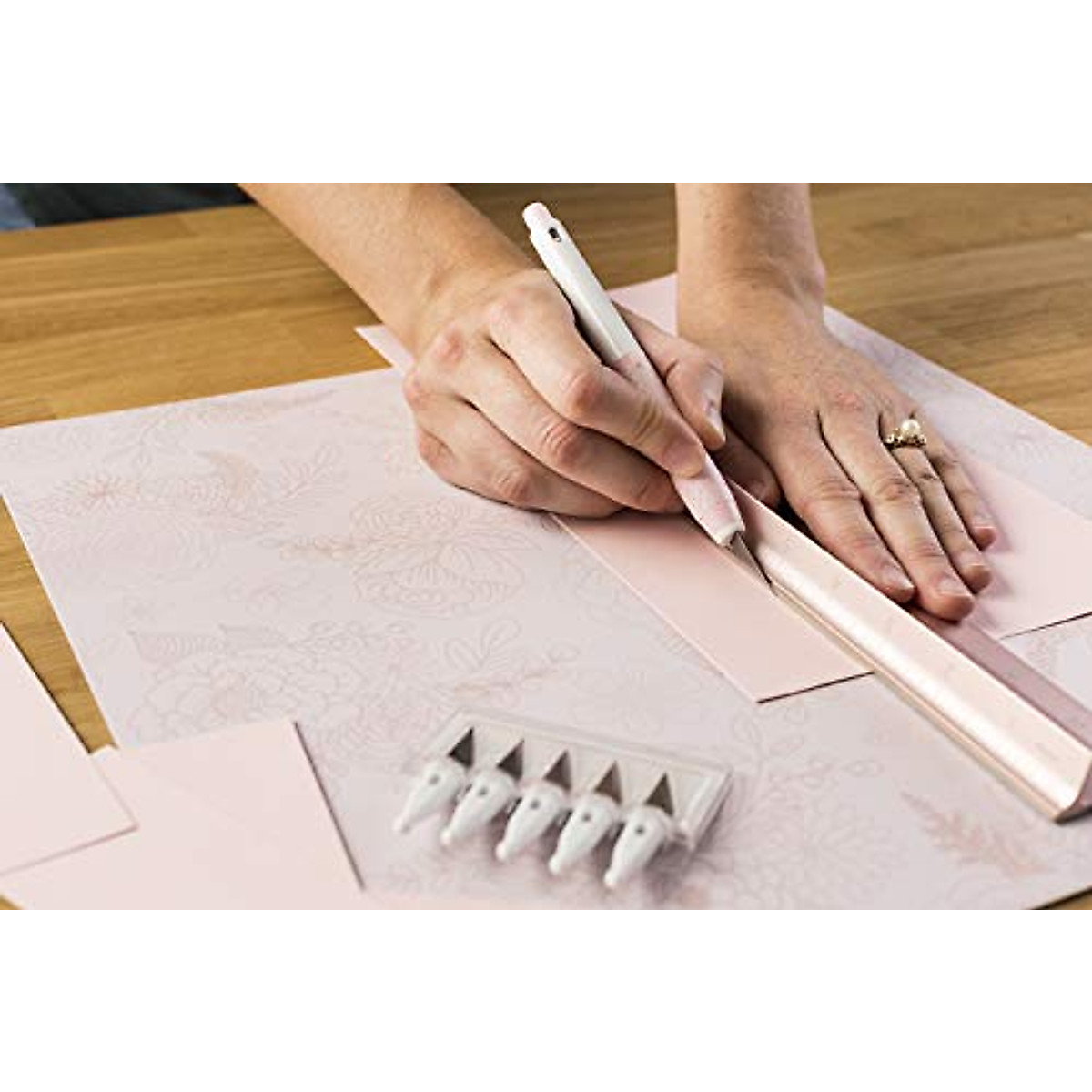 Cricut Metal Ruler - Safety Cutting Ruler for Use with Rotary Cutters, Cricut TrueControl knife, Xacto knife - Great For Quilting, Scrapbooking, Crafting and Paper Cutting - 18", [Rose]