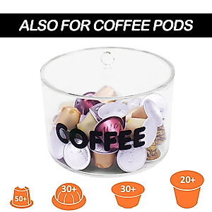 NOKI Basket Coffee Filter Holder, Clear Acrylic Coffee Pod Holder with Lid, Large Capacity Nespresso K cup organizer for Coffee Bar & Kitchen Countertop