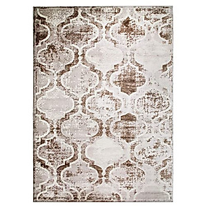 Superior Indoor Small Area Rug, Jute Backed, Perfect for Living/Dining Room, Bedroom, Office, Kitchen, Entryway, Modern Geometric Trellis Floor Decor, Viking Collection, 2' x 3', Hazelnut