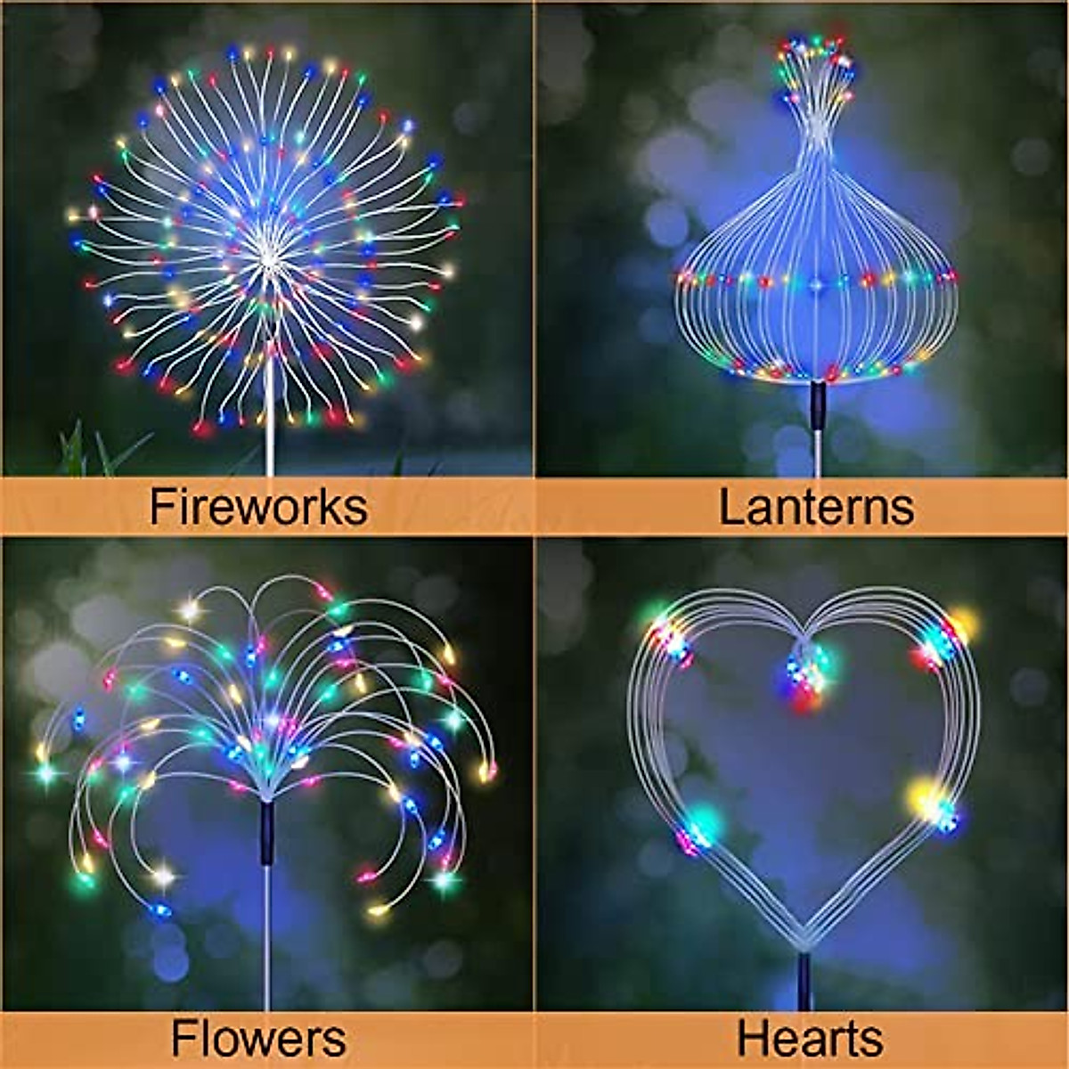 Nantala Solar Firework Lights, Outdoor Solar Garden Lights Waterproof,8 Lighting Modes 120 LED Twinkling and Steady, Suitable for Gardens, courtyards, Parties, Flowerbed (2 Pack, Colorful)