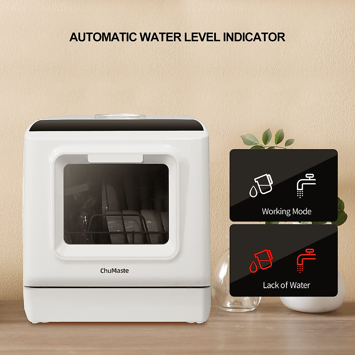Dishwasher countertop，countertop dishwasher with water tank, leak-proof ，portable dishwasher with drying .360°spray with upper and lower double spray arms.With 5 washing modes.