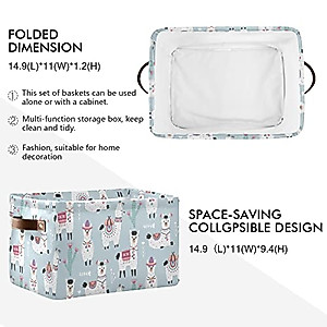 Cartoon Llama Alpaca Rectangular Storage Bin Basket with Handles - Organizer Bin for Toys, Books, Laundry Basket for Kids/Pets, Playroom