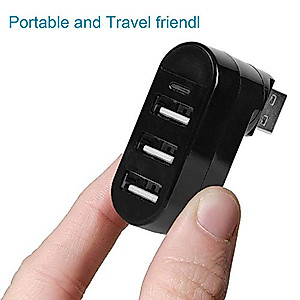 Lysee Cable Winder - TINFTEK Rotatable Mini 3 Ports USB HUB 2.0 USB Splitter Adapter for Notebook/Tablet Computer PC Peripherals High Speed USB Hubs