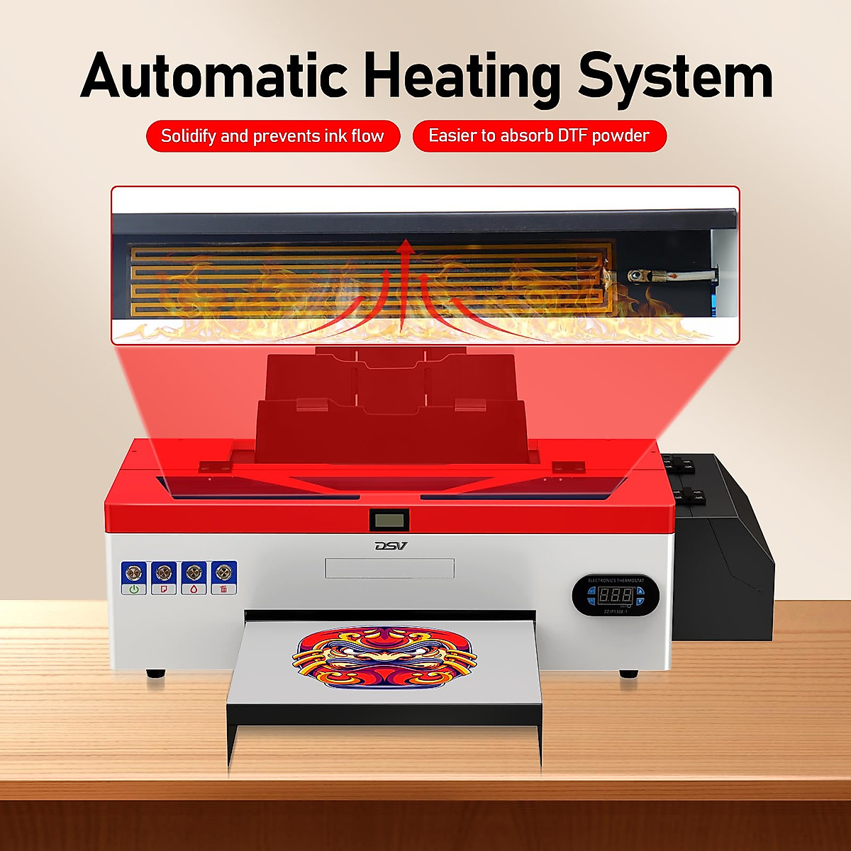 DSV DTF Printer A3 L1800 Transfer Printer Machine Built-in White Ink Circulation System for DIY Print Dark and Light Fabrics (DTF Printer +Oven)