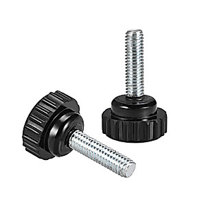 uxcell M6 x 20mm Metric Male Thread Knurled Clamping Knobs Grip Thumb Screw on Type Hand Clamping Handle Bolt with 21mm Plastic Knobs Black 8 Pcs