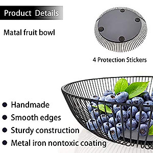TEETOOKEA Metal Wire Fruit Basket, Creative Minimalist Housewares Metal Iron Fruit Storage Bowls Holder for Kitchen Counter, Home Decor, Table Centerpiece Decorative (Hemisphere)