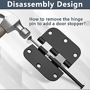 HOSOM 36 Pack Matte Black Door Hinges 3.5 x 3.5 Inch, Interior 3 1/2 Inch Door Hinges Rounded with 5/8 Radius Corners