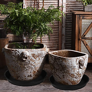 Bleuhome 4 Pack of 18 19 inch Plant Saucer Drip Tray, 17 19 21 23 25 27 inch Heavy Duty Large Deep Plant Saucers for Pots, Plastic Flower Planter Water Trays for Indoors Outdoor (19", Black)