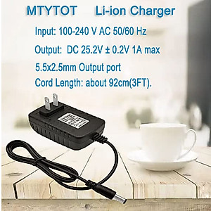 MTYTOT 25.2V 1000mA Power Supply Adapter 25.2v ac/dc Adapter 100-240V Input AC to DC 25.2 Volt 1A 800mA 450mA Power Adapter Transformer 5.5mmx2.5mm US Plug