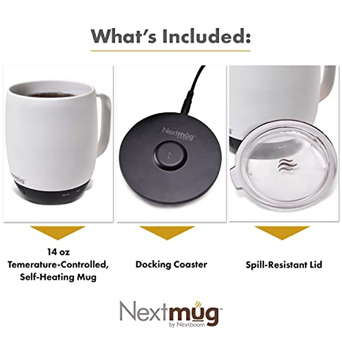 Nextmug - Temperature-Controlled, Self-Heating Coffee Mug (Ivory - 14 oz.)