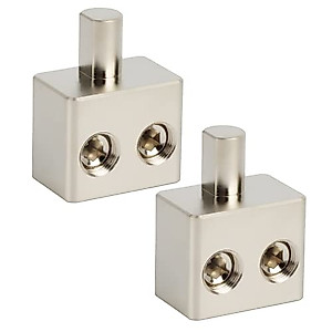 Koauto 1 Pair ​Dual Inputs 1/0 Gauge to 1/0 Gauge Car Audio Amp Input Reducers Left & Right, Brass with Chrome Finish