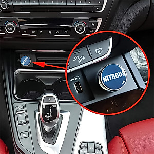 Moioee NITROUS Button Cigarette Lighter Plug Cover Cap, Aluminum Dustproof Waterproof Auto Interior Decoration, Vehicle Replacement Accessories Universal for 12 Volt Power Source (NITROUS)