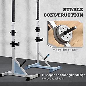 Soozier 2-Piece Pair Steel Height Adjustable Barbell Squat Rack and Bench Press 23" x 29.75" x 69.25"