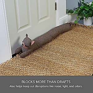 Elements Cute Draft Stopper for Home and Office - Brown Tweed Cat Weighted Fabric Animal Draft Stopper, 35-Inch