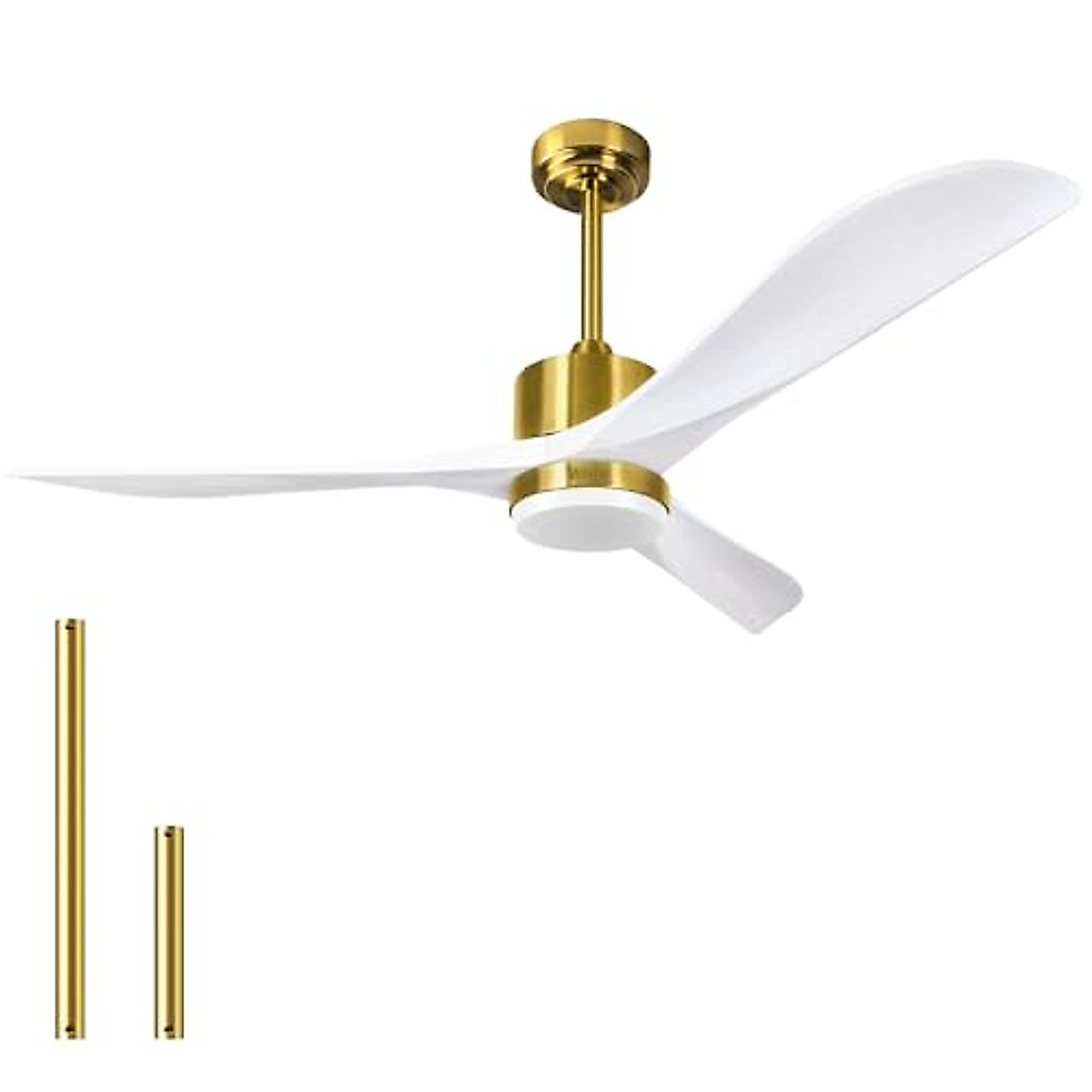 Wisful 56" Ceiling Fans with Lights Remote Control,Outdoor Wood Ceiling Fan with Light Memory for Patio Gazebo Living Room Bedroom(Gold and White)