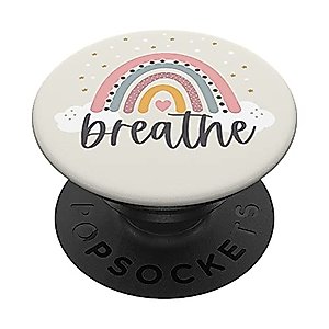 Breathe - Cute Rainbow Positive Quotes Inspirational Saying PopSockets Swappable PopGrip