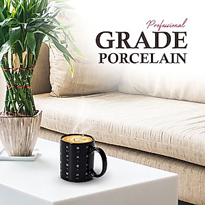 BICETTO Kpop Merch - Korean Alphabet, Korean Gifts, Kdrama Merch, Korean Drama Gifts, Korean Gifts, BTS Cup, BTS Mug, K Drama, 12oz, Stylish, Durable, Microwave Safe, Premium Quality (Carbon Black)