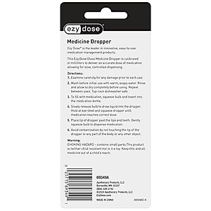 EZY DOSE Ear and Eye Medicine Dropper For Liquid & Medicine, 1mL Capacity Calibrated Glass, Deliver Correct Dose, Clear, BPA Free