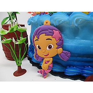 Bubble Guppies Birthday Cake Topper Set Featuring Gil and Friends with Underwater Decorative Accessories