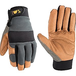 Wells Lamont Men's Heavy Duty Leather Palm Hybrid Spandex Work Gloves, Medium (3236M), Gray