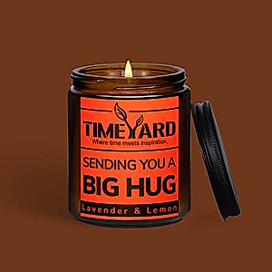 TIMEYARD Lavender Lemon Scented Candle, Bathroom Lavender Aromatherapy Candles Gift for Women, Hug in Modern Jar Candle, Calm and Relax Lemon Scented Soy Candles with 1 Cotton Wick, 45H Burn Time, 7oz